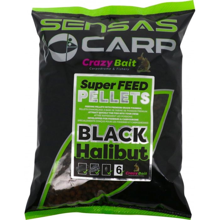 Sensas Super Feed Pellets Black Halibut 700gr - Fiskeinfo